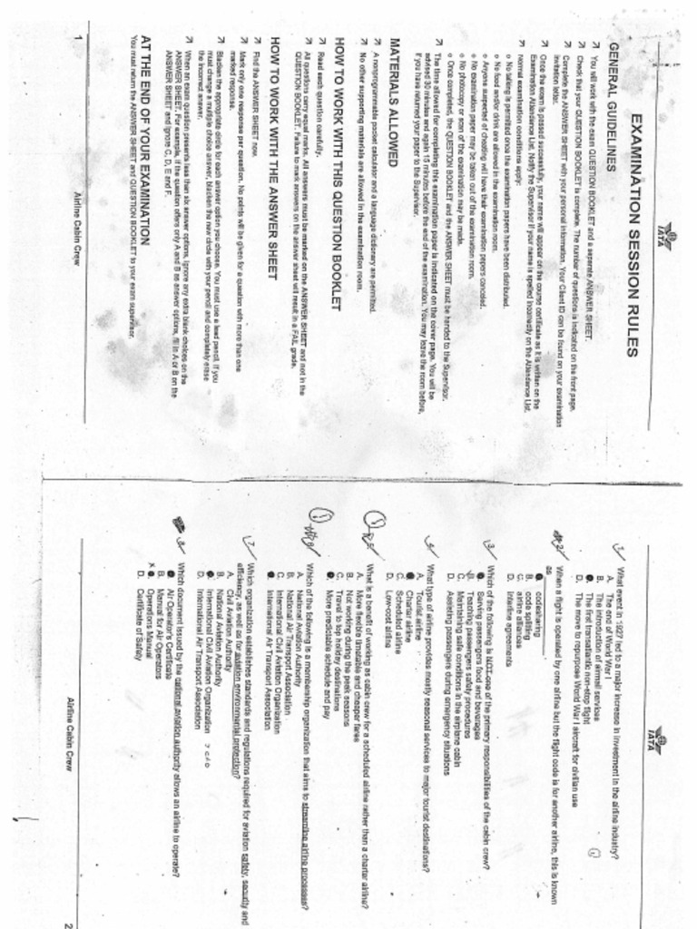 Iata Cabin Crew Past Paper | PDF
