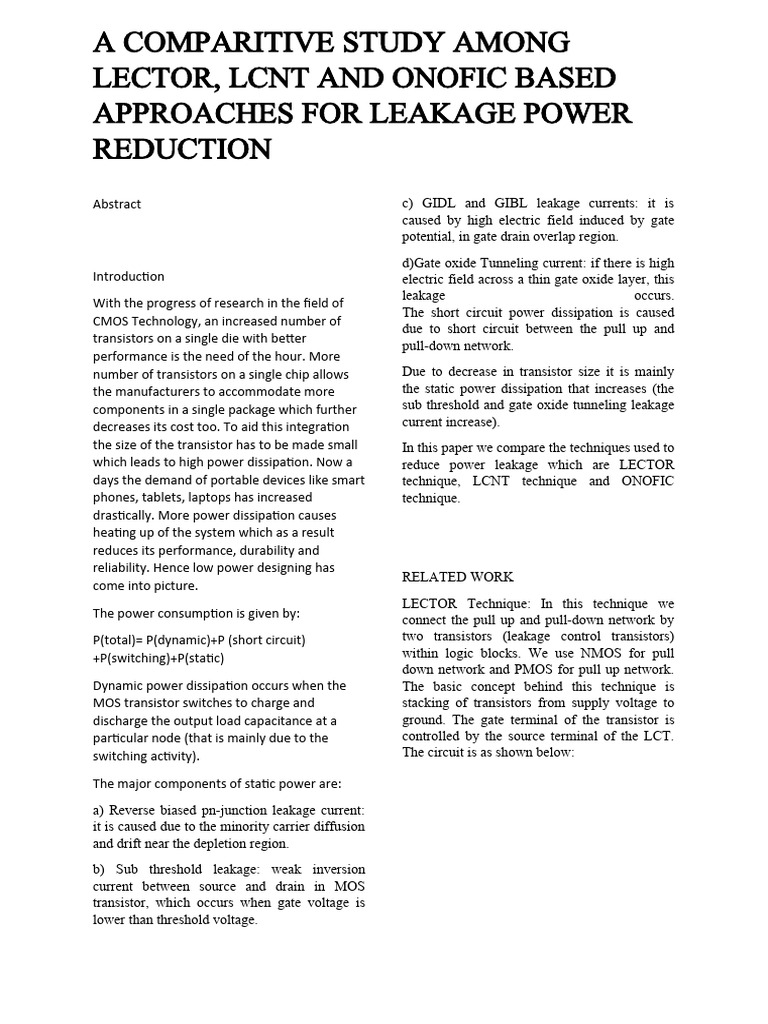 Vlsi Term Paper Column | PDF | Mosfet | Cmos