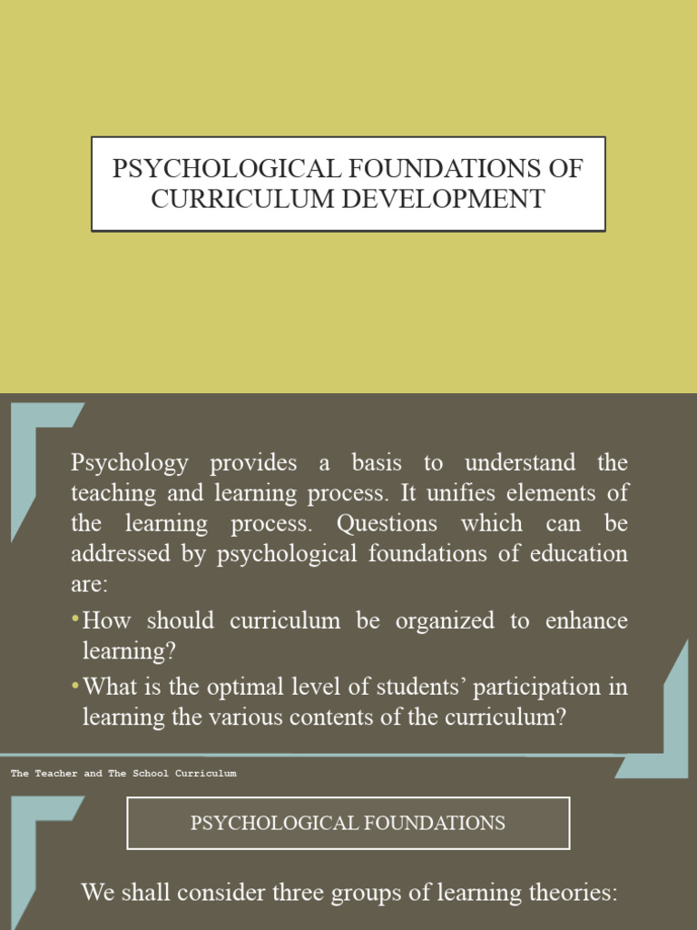 Lesson 2.2 - Psychological Foundations of Curriculum Development | PDF ...