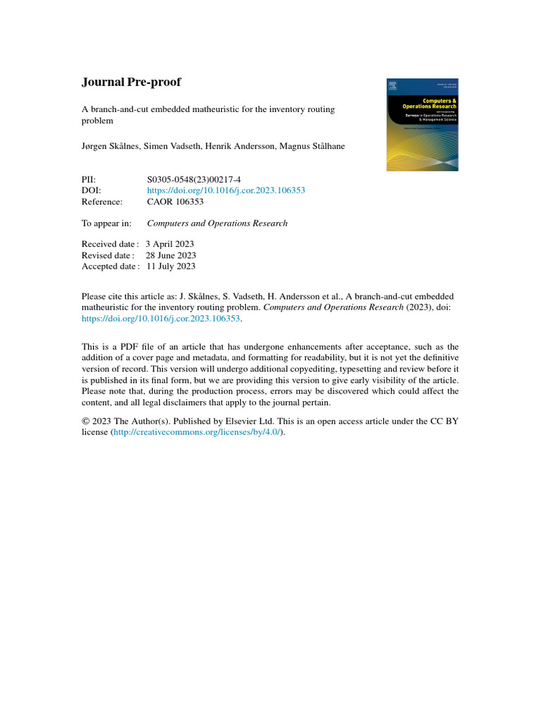 Journal Pre-Proof | PDF | Linear Programming | Metaheuristic