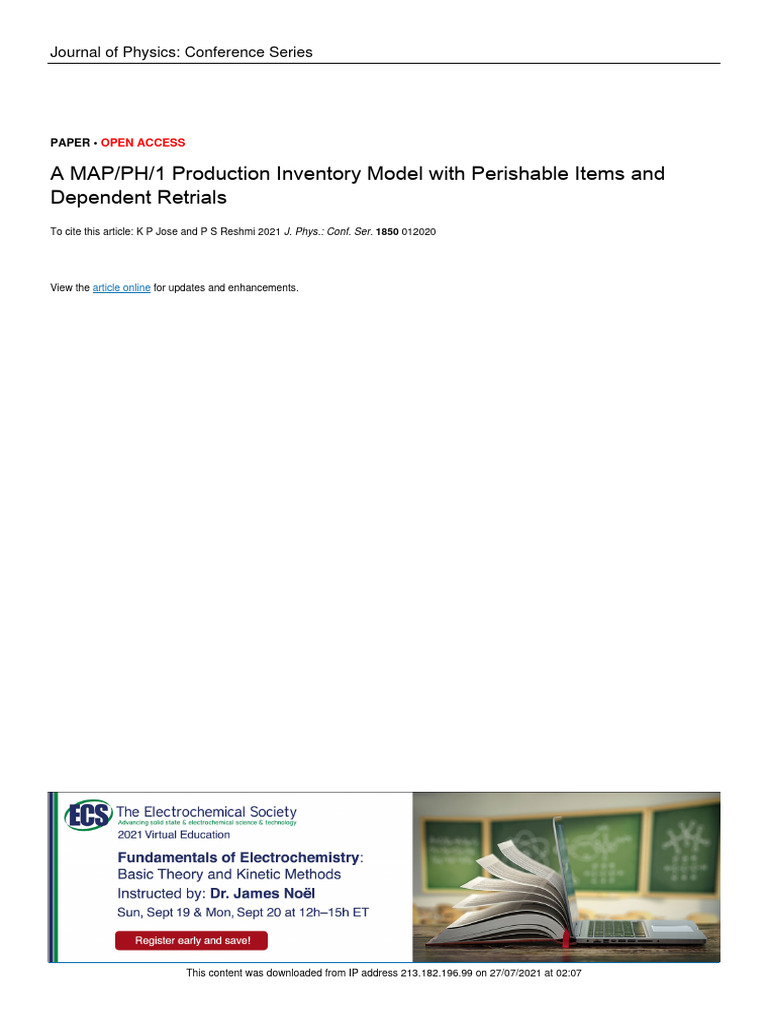 Perishable Inventory Models | PDF | Markov Chain | Inventory