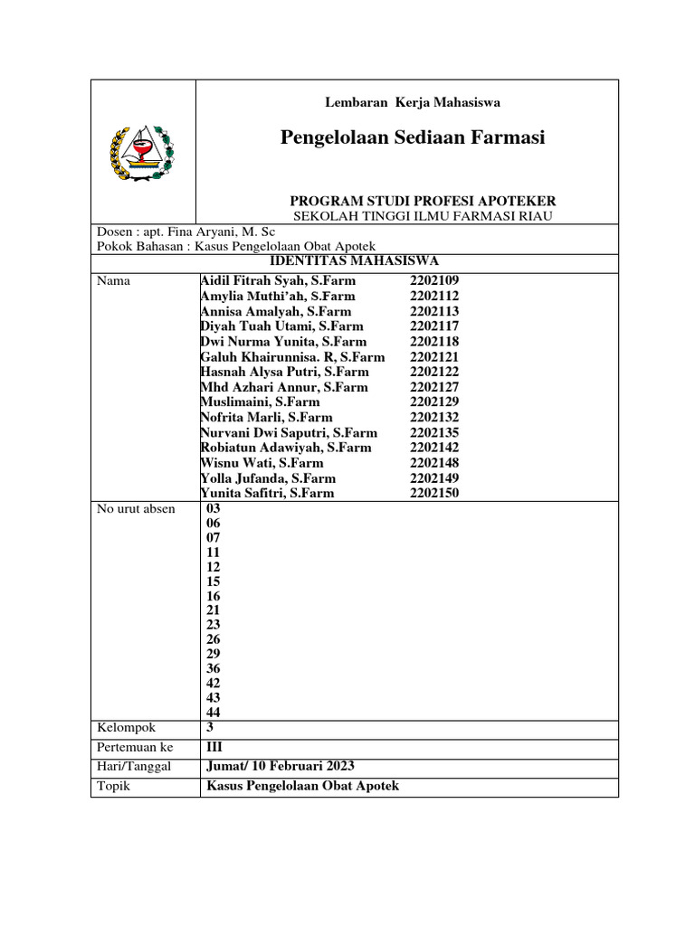 Pengelolaan Obat di Apotek Sindu Farma | PDF | Kesehatan Holistik