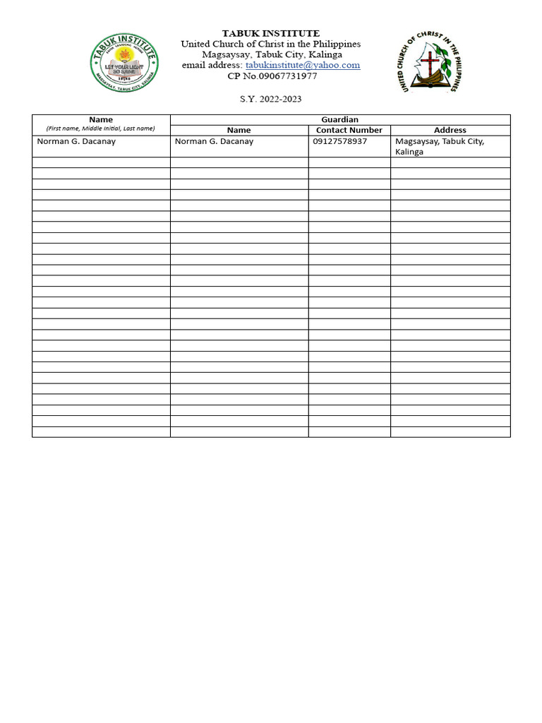 Tabuk Institute Id 2023-2024 | PDF