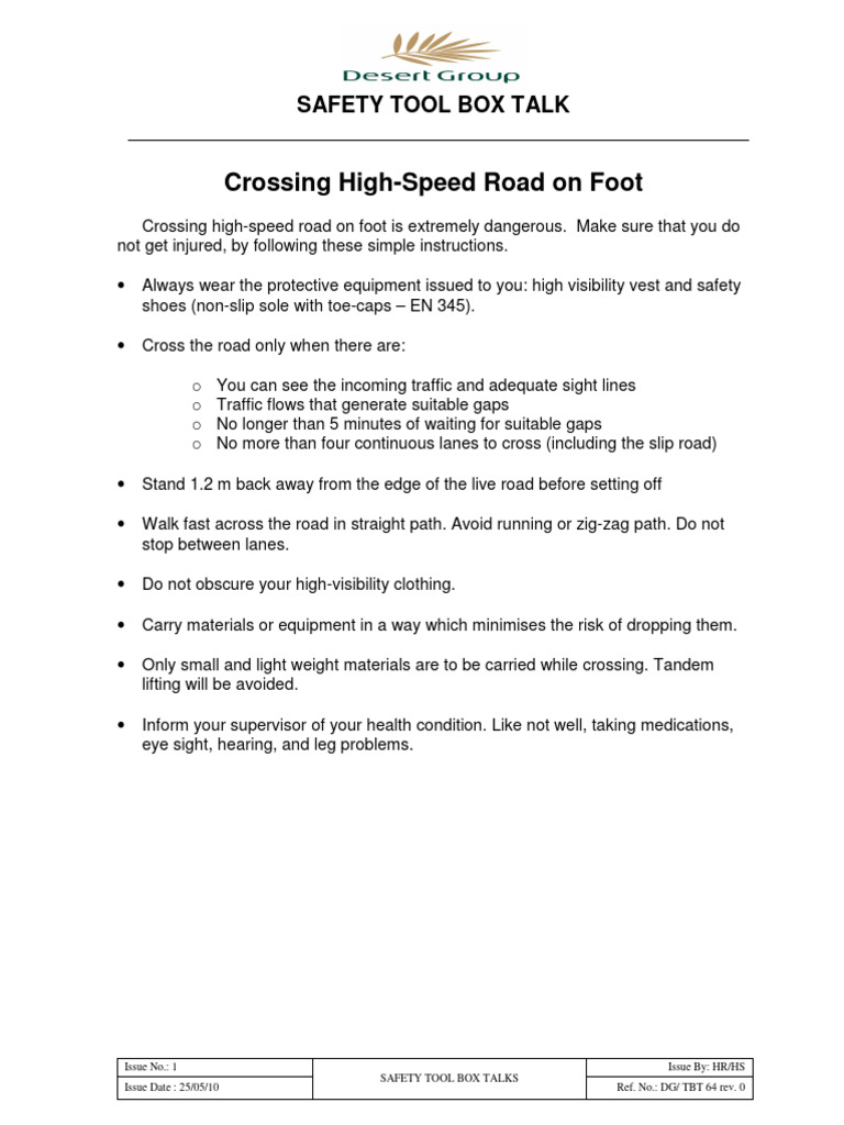 Safe Foot Crossing on High-Speed Roads | PDF