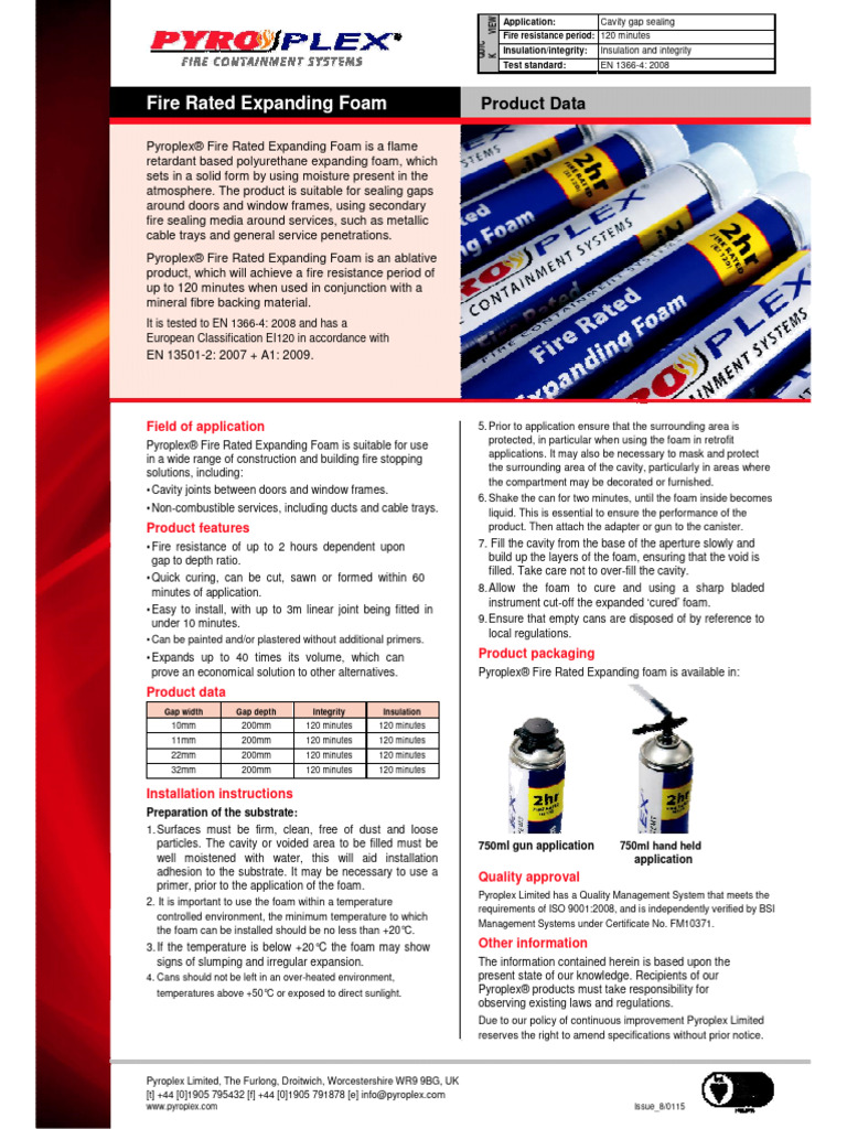 Pyroplex Fire Rated Foam Datasheet - NW | Download Free PDF | Foam ...