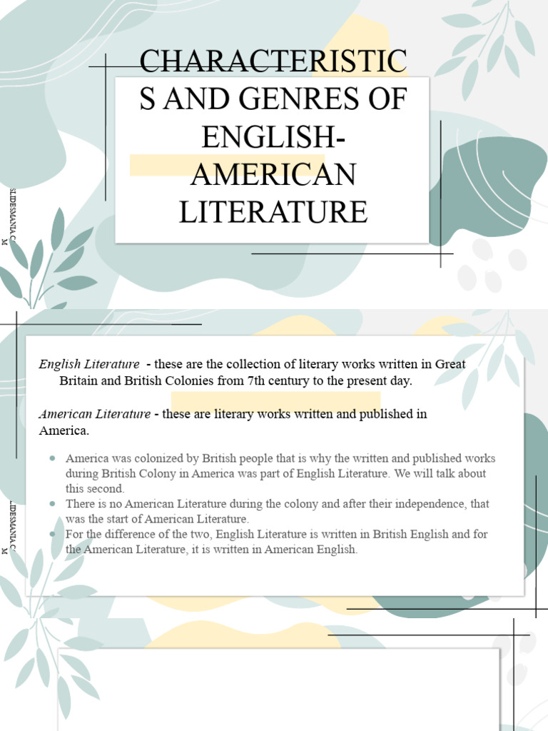 Characteristics of English-American Literature | PDF | Genre | English ...
