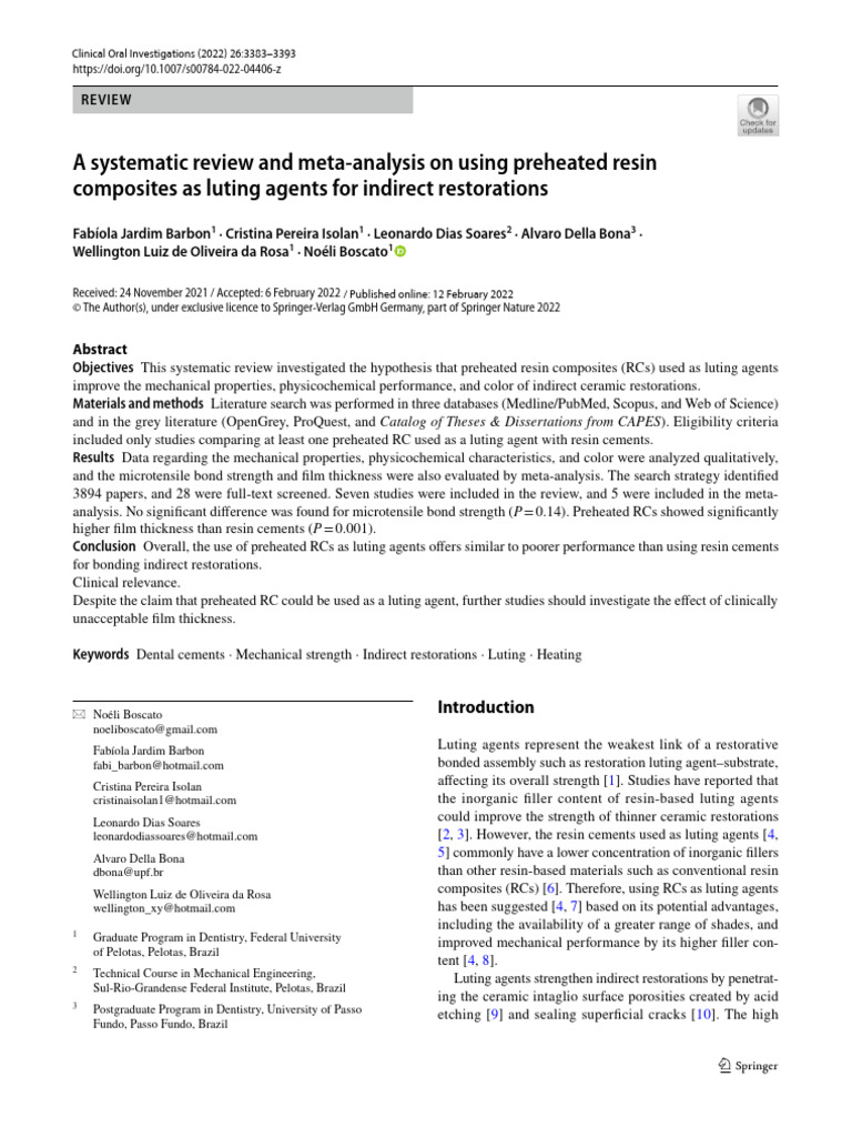 Systematic Review | PDF | Systematic Review | Dental Composite