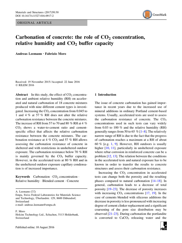 Concrete Carbonation Analysis | PDF | Concrete | Cement