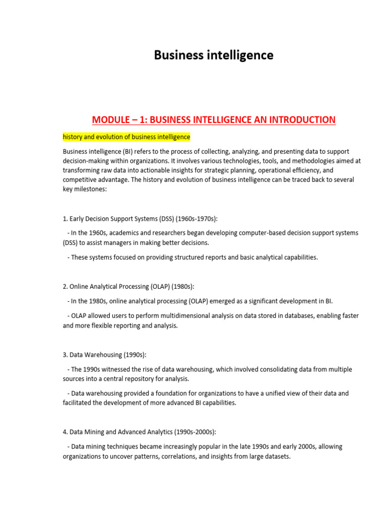 Business Intelligence Notes | Download Free PDF | Business Intelligence ...