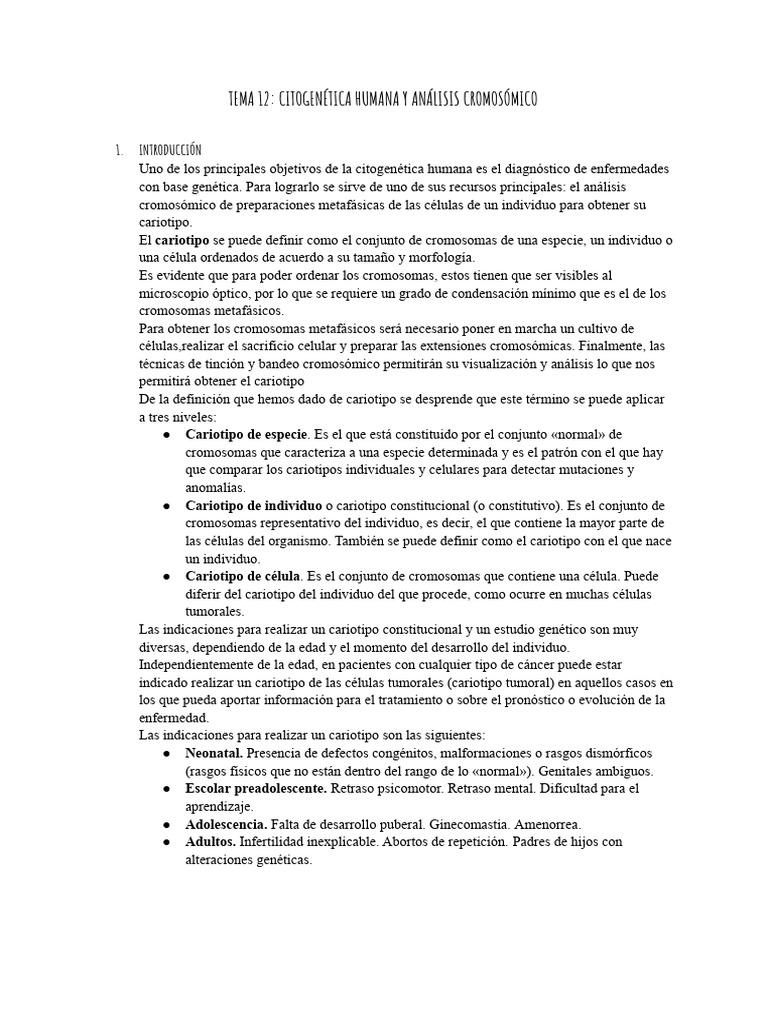 Citogenética y Análisis Cromosómico | PDF | Cariotipo | Citogenética