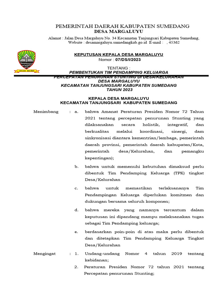 Tim Pendamping Stunting Margaluyu | PDF