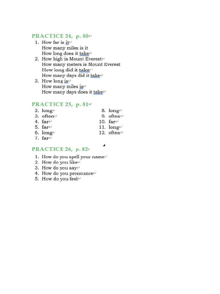 Workbook Answer) Grammar p.80-82 | PDF