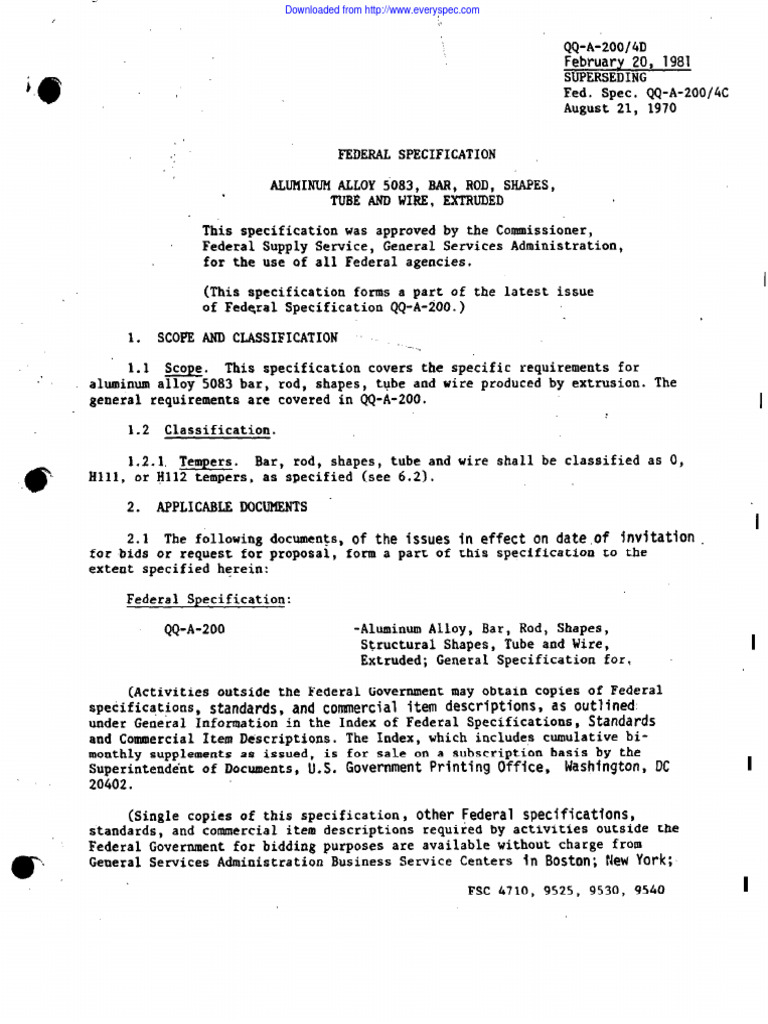 QQ - A - 2oo / 4D February20,1981 Supersed I NG QQ - A - 200 / 4C ...