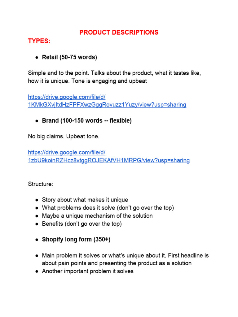 Module 6 - Product Descriptions | PDF