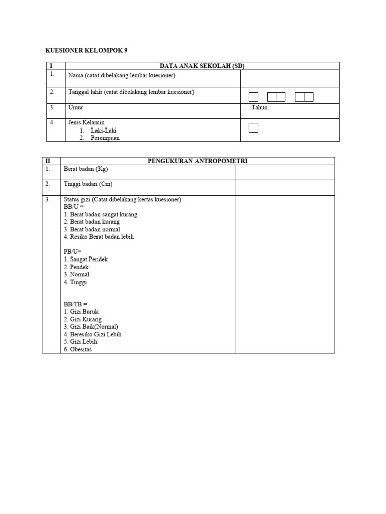 Kuesioner MK PPG Kelompok 9 Fixx | PDF