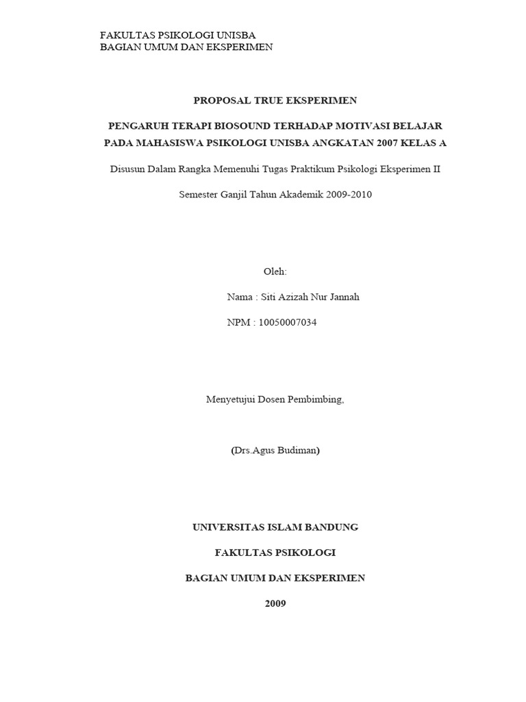 Proposal True Eksperimen II | PDF
