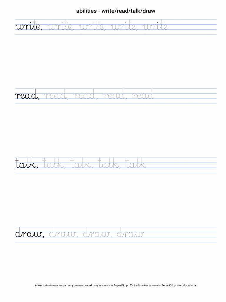 Abilities - Read Write Talk Draw - Po Śladzie + Glue Pics | PDF