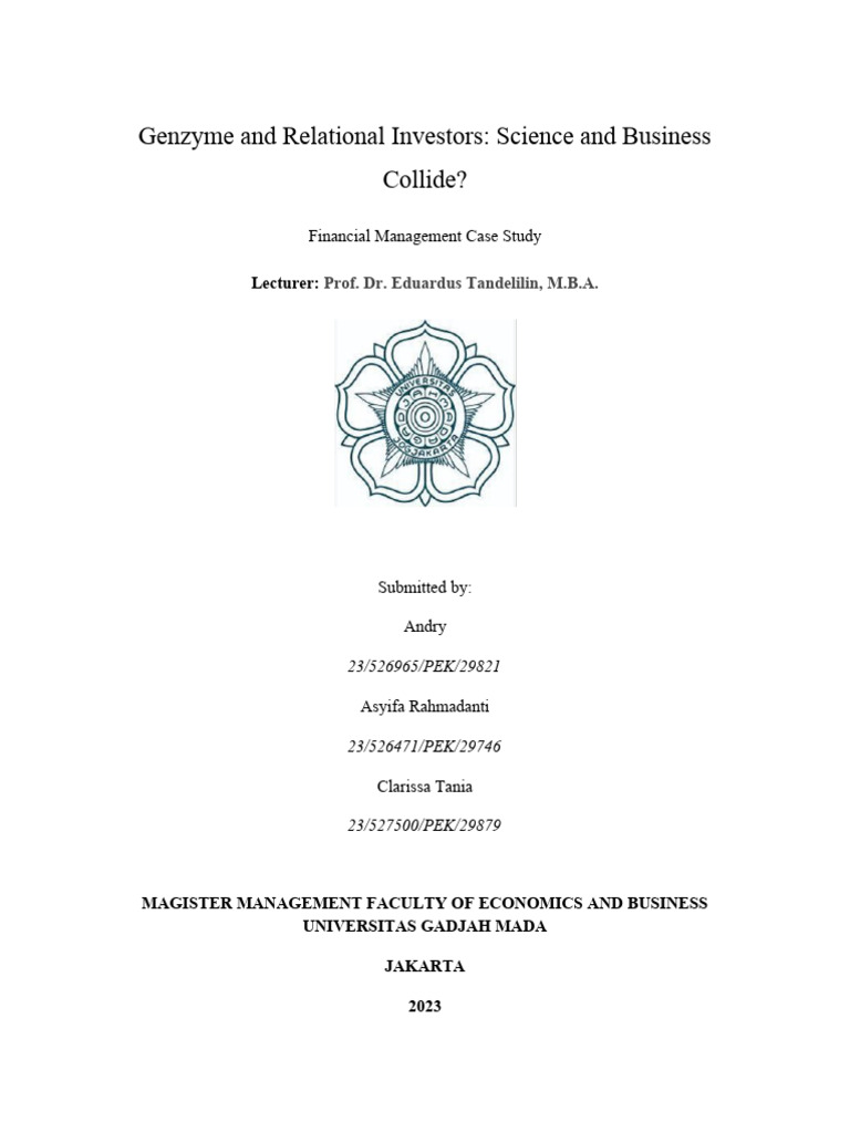 Rev v01 Genzyme and Relational Investors - Science and Business Collide ...
