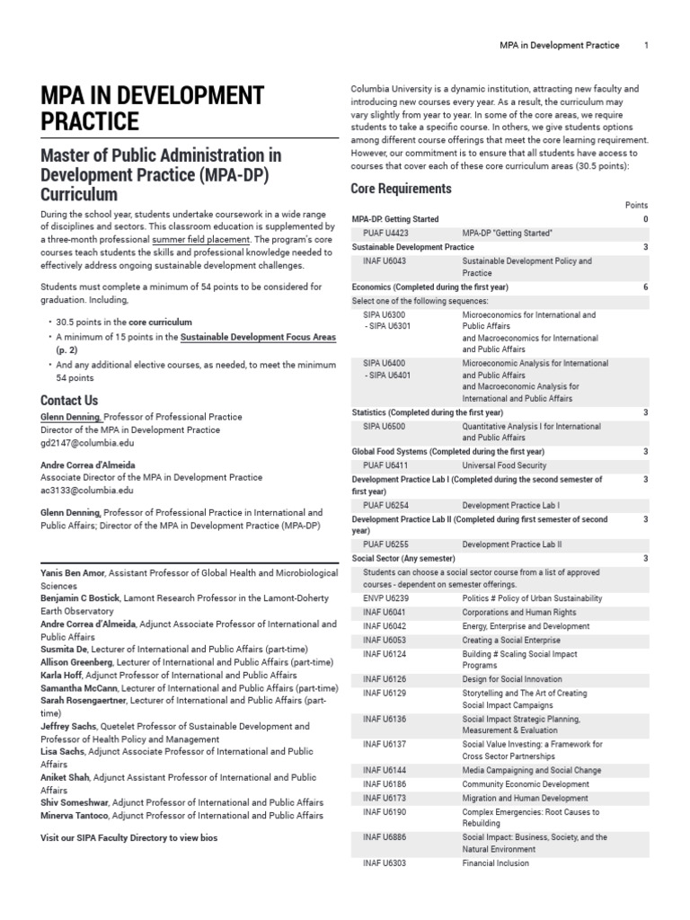 MPA in Development Practice - Mpa-Dp | PDF | Public Health | Sustainability