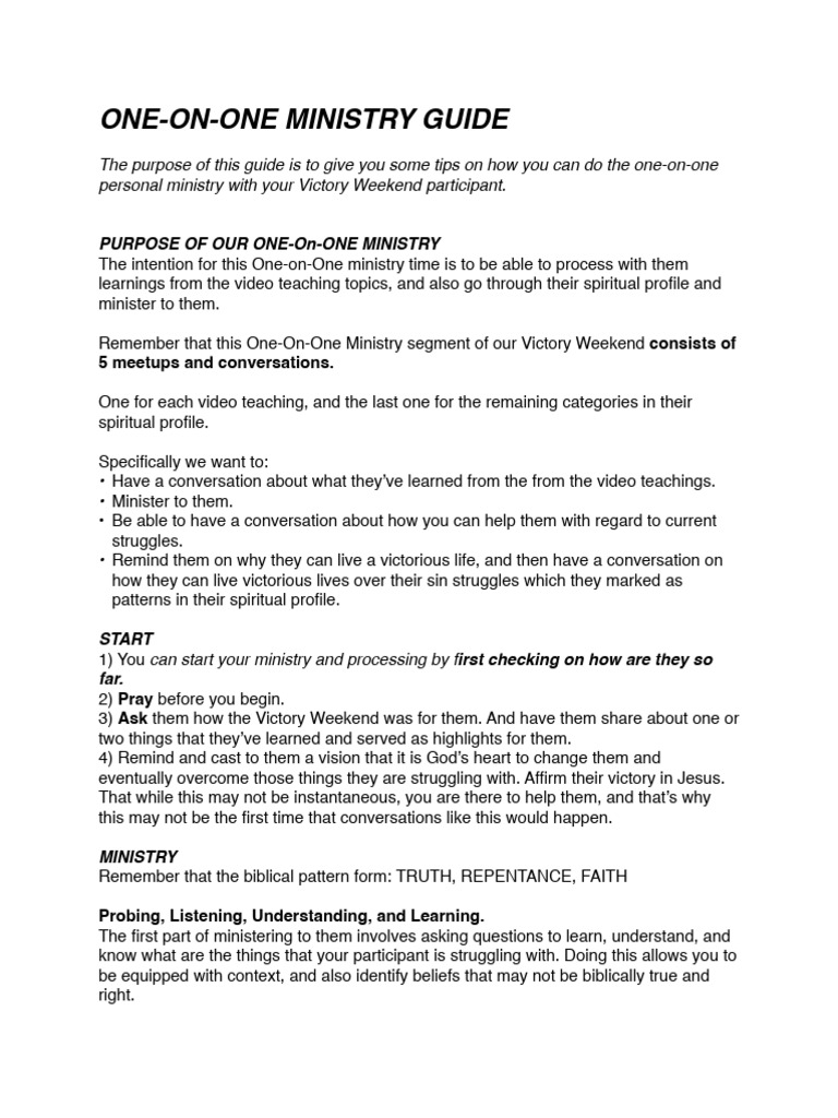 One-on-One Ministry Guide | PDF | Forgiveness | Prayer