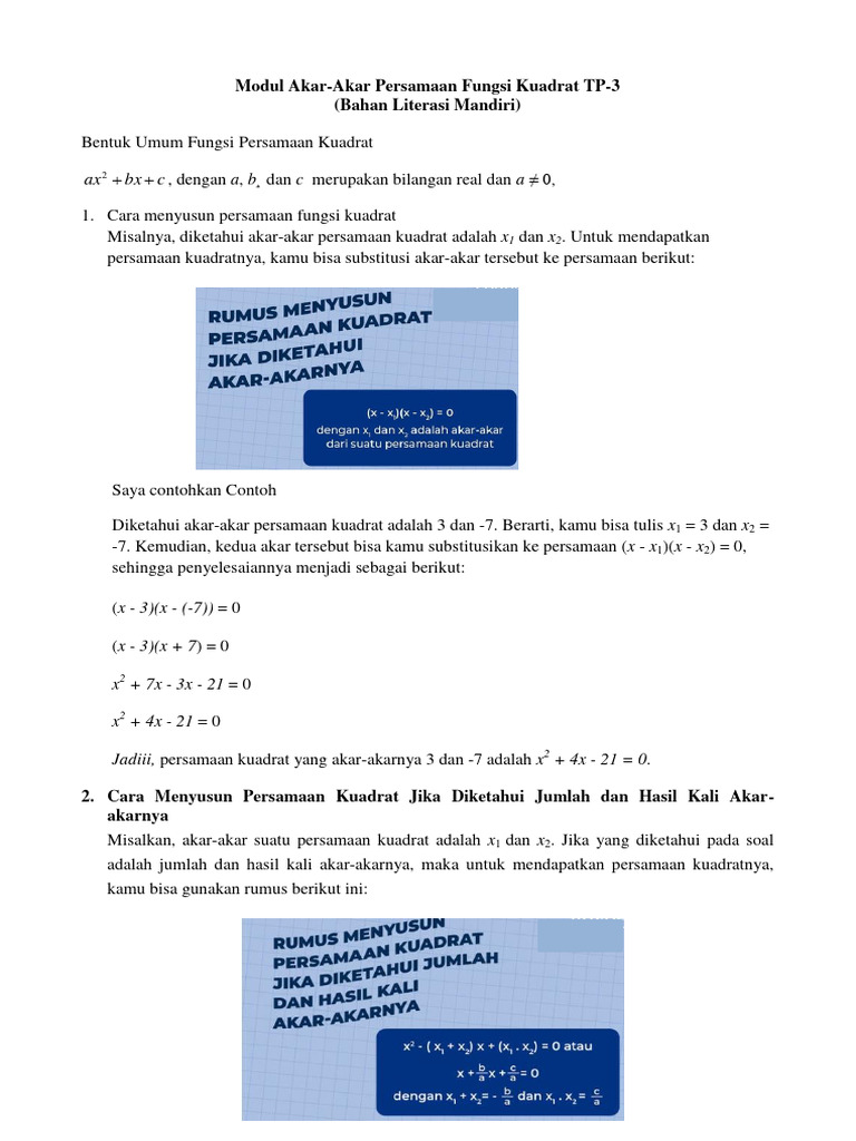Membuat Akar Persamaan Kuadrat | PDF