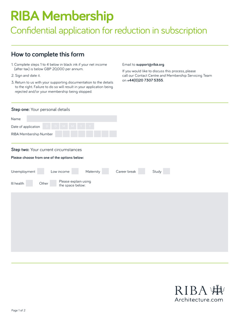 2023 RIBA Reduced Rate Application Form | PDF | Economies | Government Finances