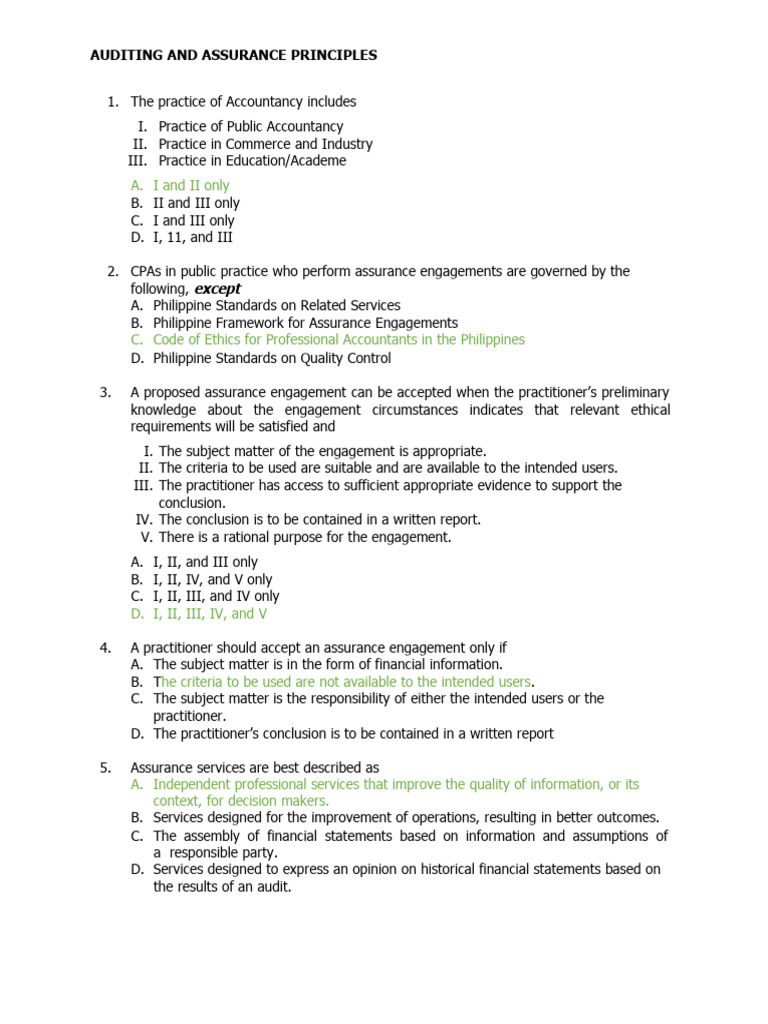 Auditing Principles CW4-Chapter-1-MC | PDF | Audit | Internal Control