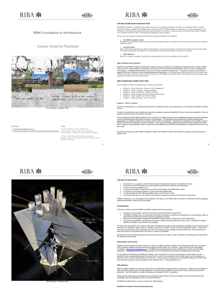 RIBA Architecture Foundation Guide | PDF | Employment | Mentorship