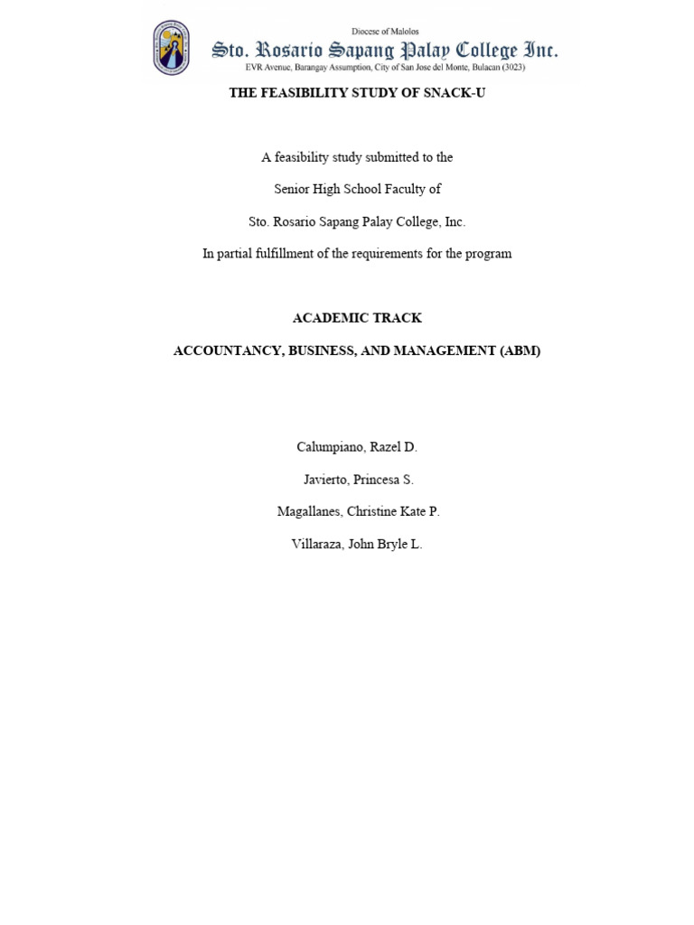 Snack-U Feasibility Study Prelims Chapter 4-6 | PDF | Hamburgers | Lunch