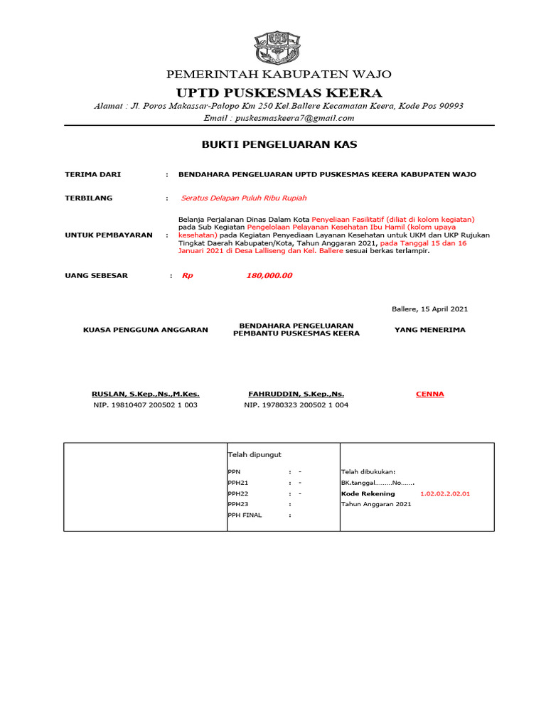 Format Kwitansi SPPD 2021 | PDF