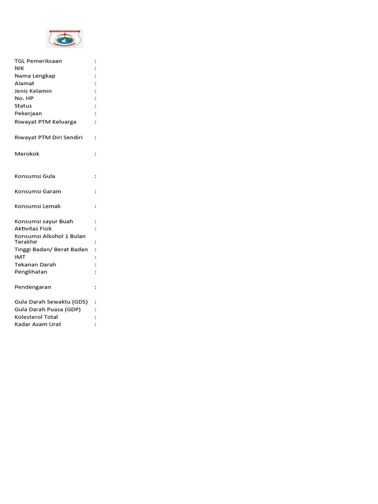 Kartu Skrining PTM | PDF