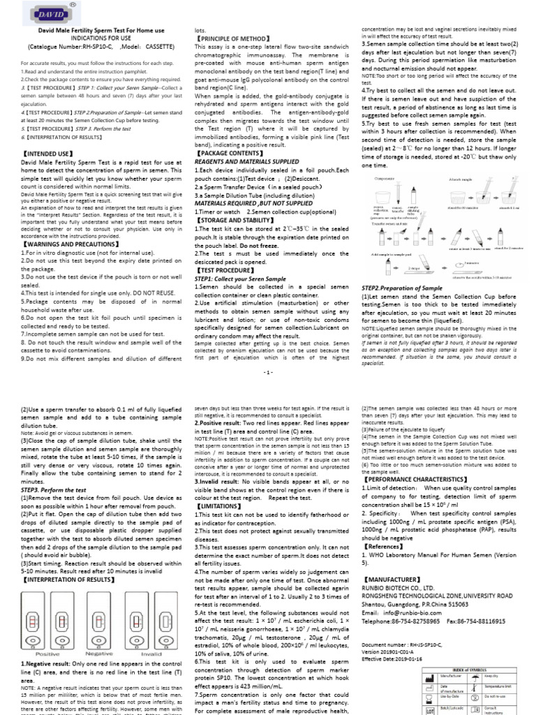 Male Fertility Sperm Test For Home Use | PDF | Semen | Infertility
