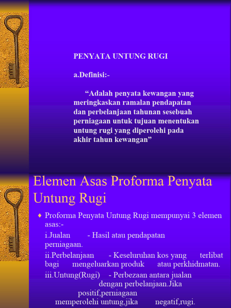 Contoh Penyata Untung Rugi Jualan Syarikat | PDF