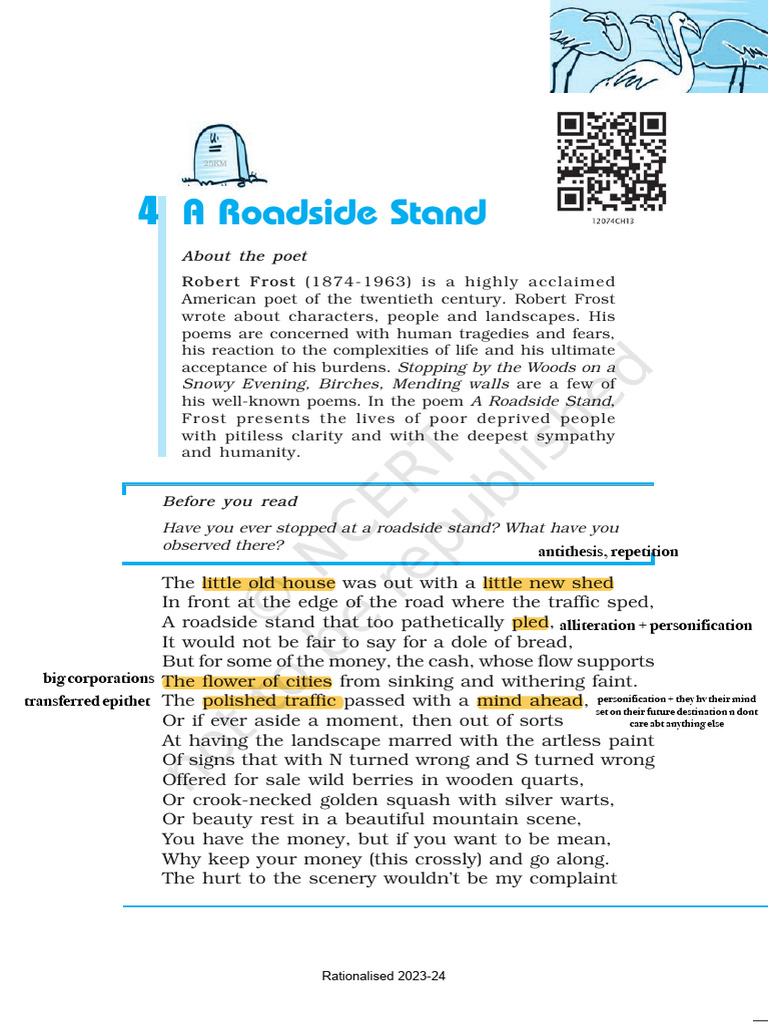 Roadside Stand - English NCERT With Annotations | PDF