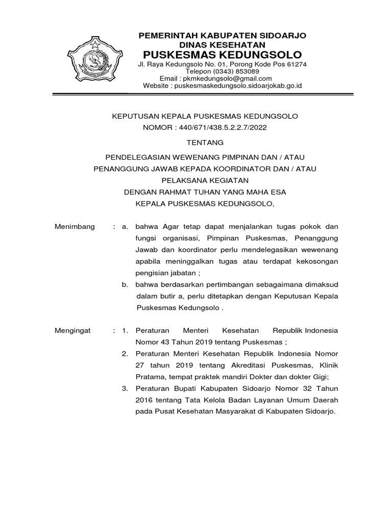 SK Pendelegasian Wewenang | PDF