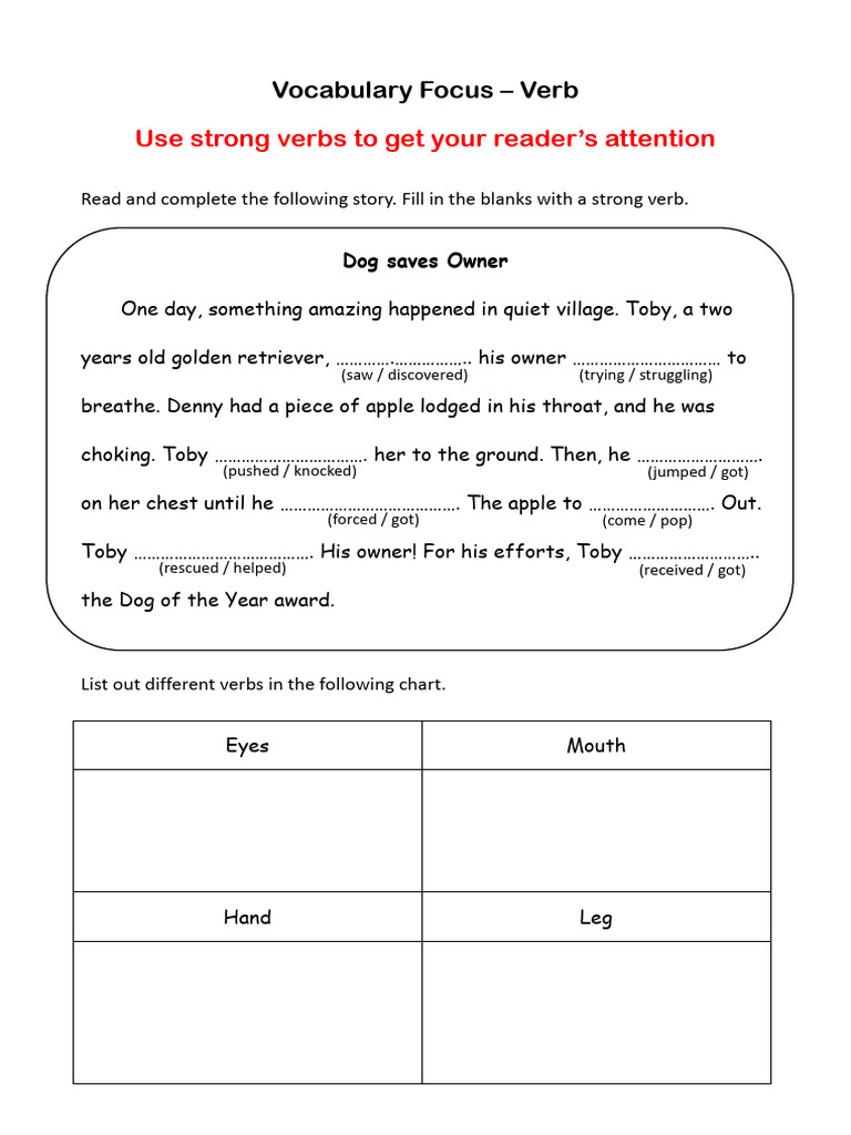 Vocabulary Focus - Verb | PDF | Home & Garden