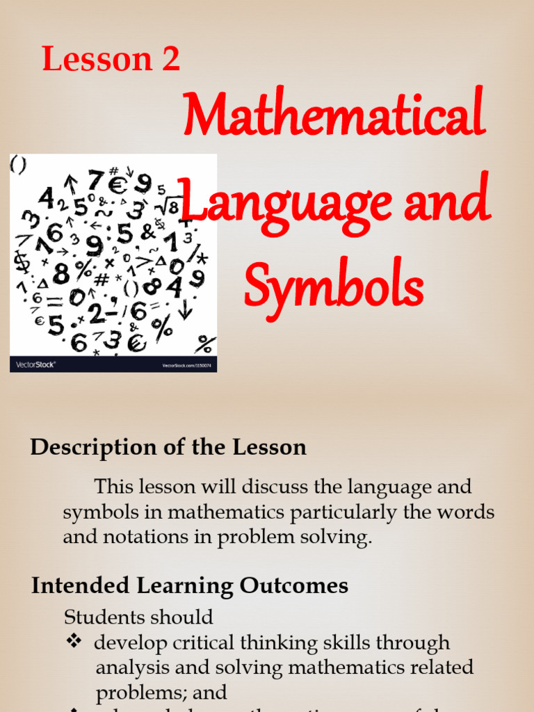 Lesson 2 Math Language and Symbols | PDF | Mathematics | English Language