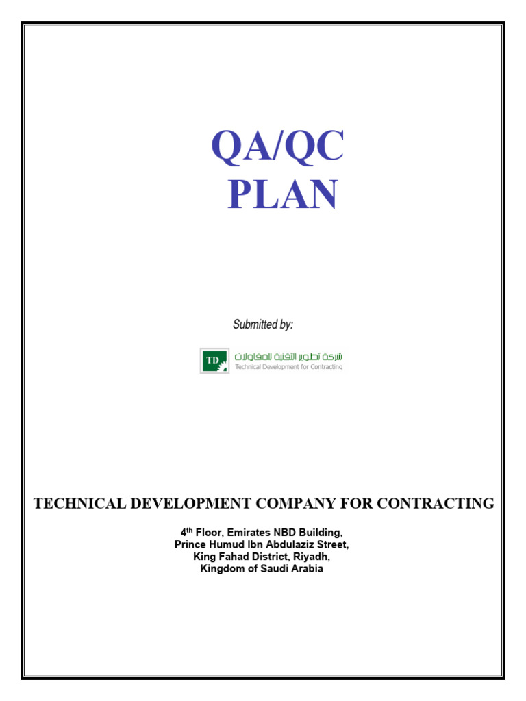 Qa QC Plan | PDF | Quality Management System | Specification (Technical Standard)