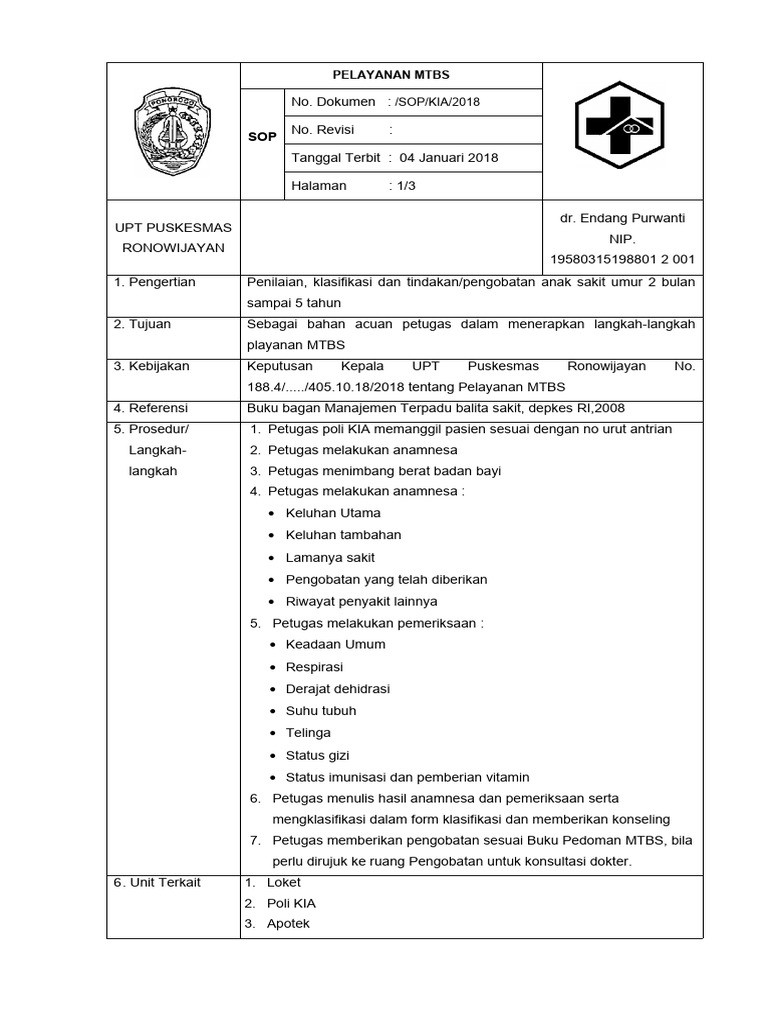 Sop Pelayanan MTBS | PDF