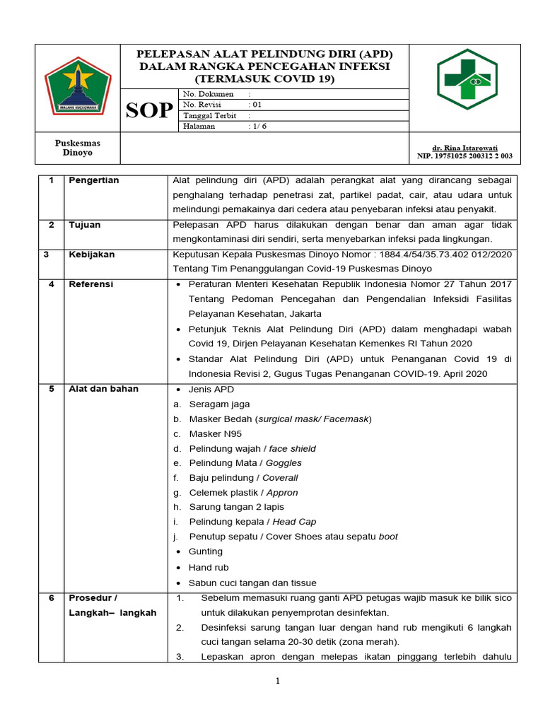 SOP Pelepasan APD Level 3 | PDF