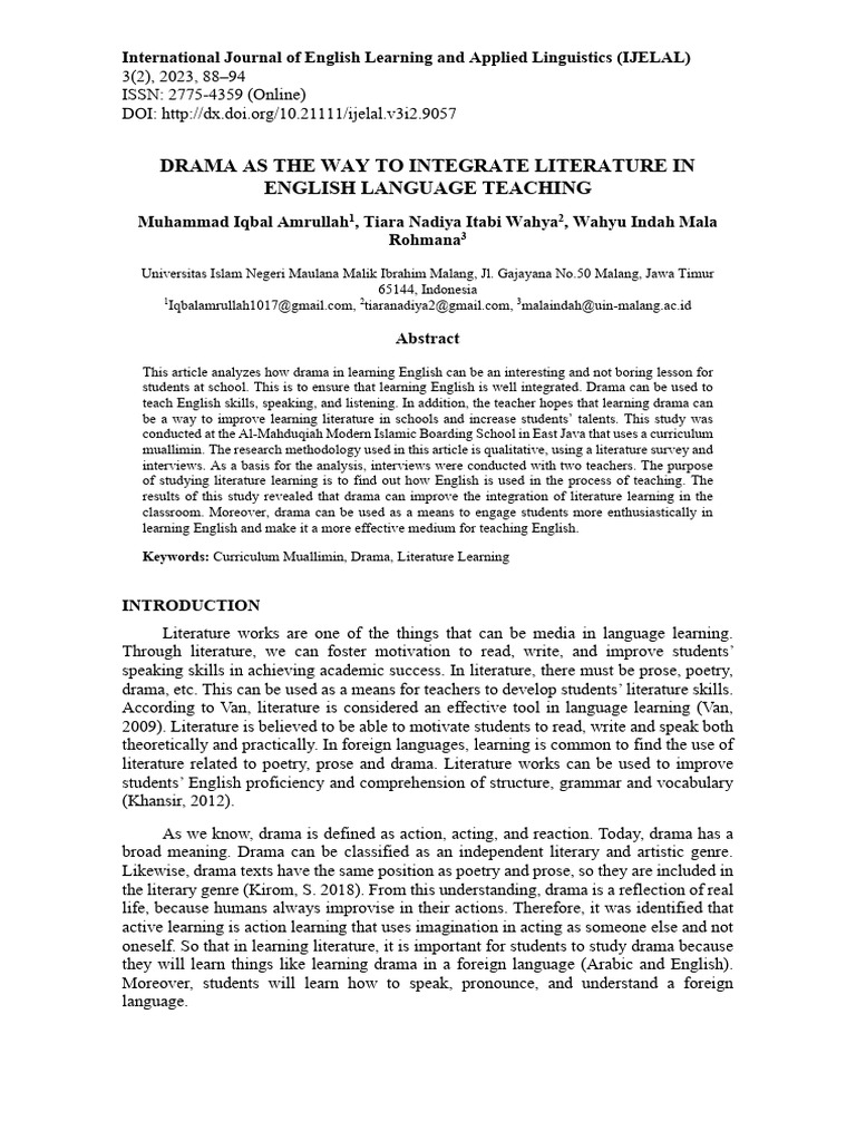 Drama As The Way To Integrate Literature in Englis | PDF | Data | Qualitative Research