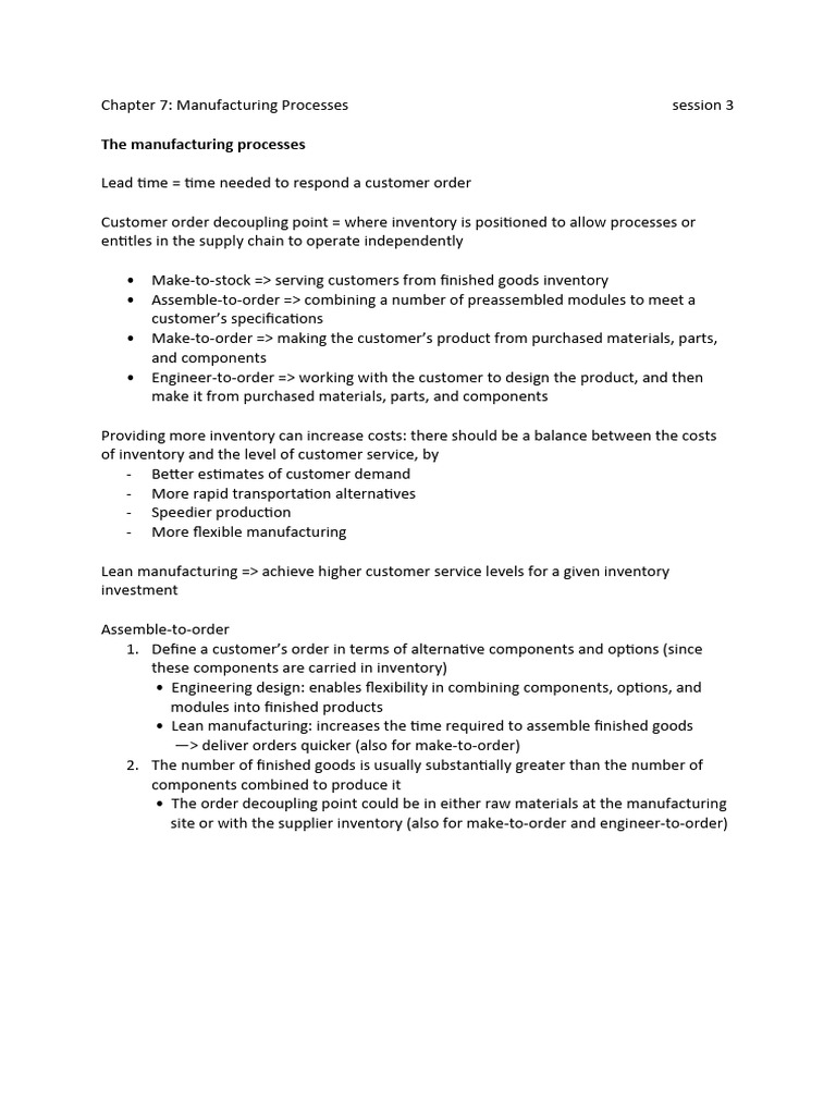 Manufacturing Processes Overview and Strategies | PDF | Inventory | Drill