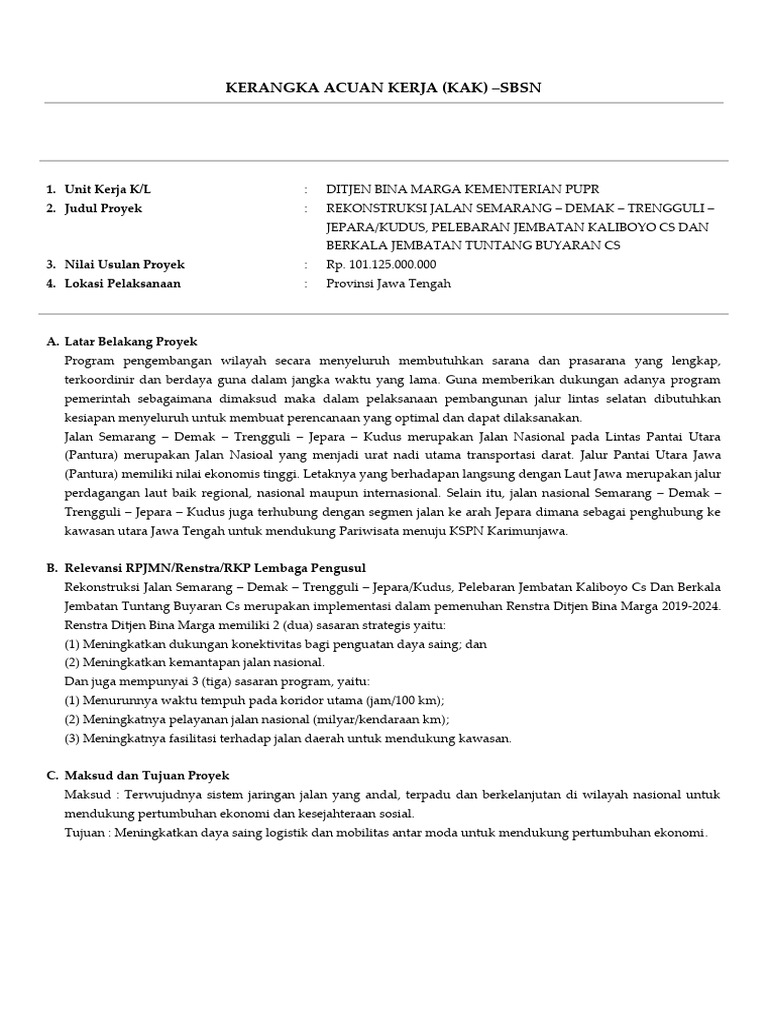 KAK REKONS SDTJK - Paraf PPK | PDF | Teknologi & Rekayasa