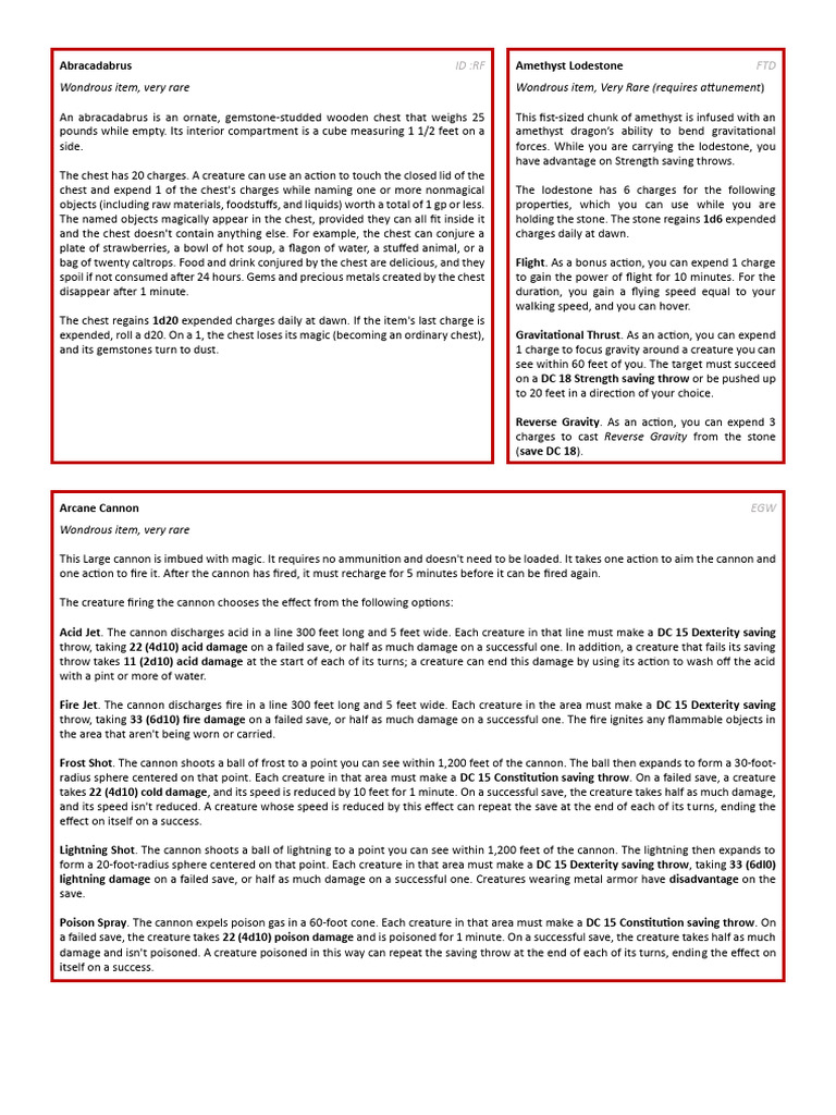 Items Wondrous VeryRare A4 Recto | PDF | Sphere | Flood