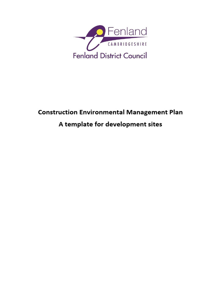 Construction Environmental Management Plan Template | PDF | Noise | Dust