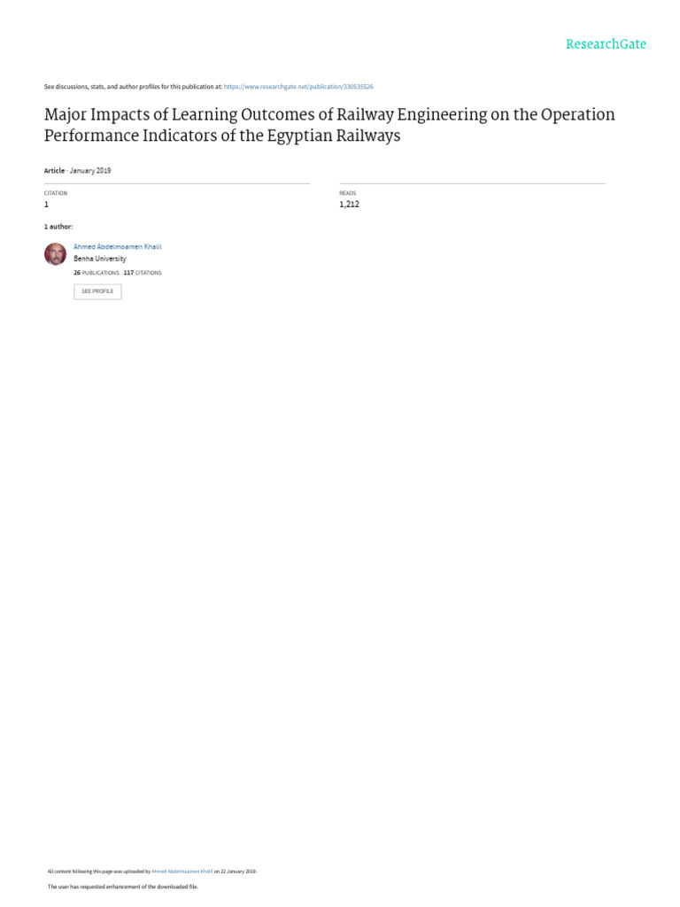 Major Impactsof Learning Outcomesof Railway Engineering | PDF | Engineering | Learning