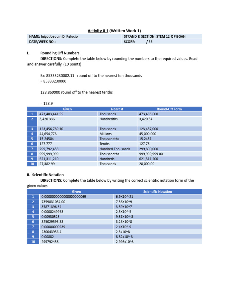 Rounding and Scientific Notation Exercises | PDF | Technology & Engineering
