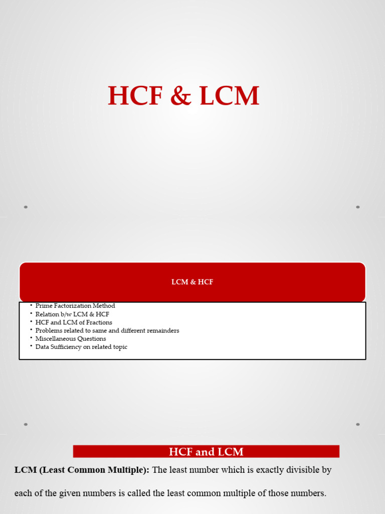 HCF and LCM | PDF | Algebra | Discrete Mathematics