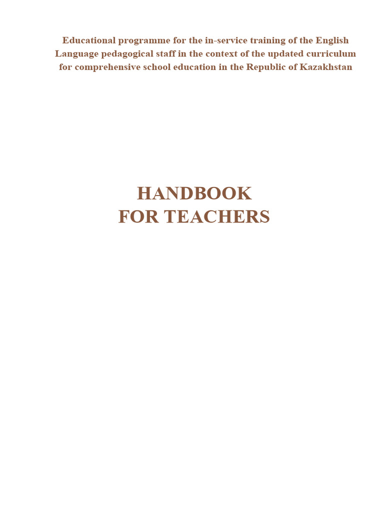 Handbook For Teachers | PDF | Learning | Curriculum