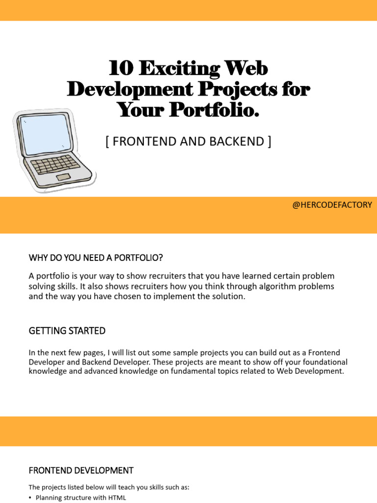 10 Exciting Web Development Projects For Your Portfolio.: (Frontend and ...
